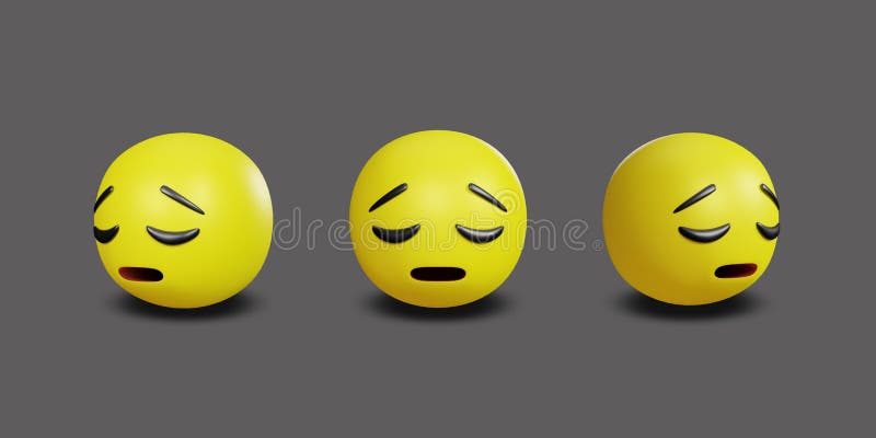 Emoji Yellow Face and Emotion Facial Expression with Clipping Path. 3d ...
