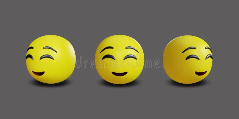 Emoji Yellow Face And Emotion Facial Expression With Clipping Path 3d Rendering Stock