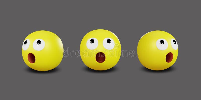 Emoji Yellow Face and Emotion Facial Expression with Clipping Path. 3d ...