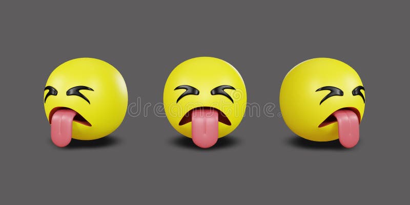 Emoji Yellow Face and Emotion Facial Expression with Clipping Path. 3d ...