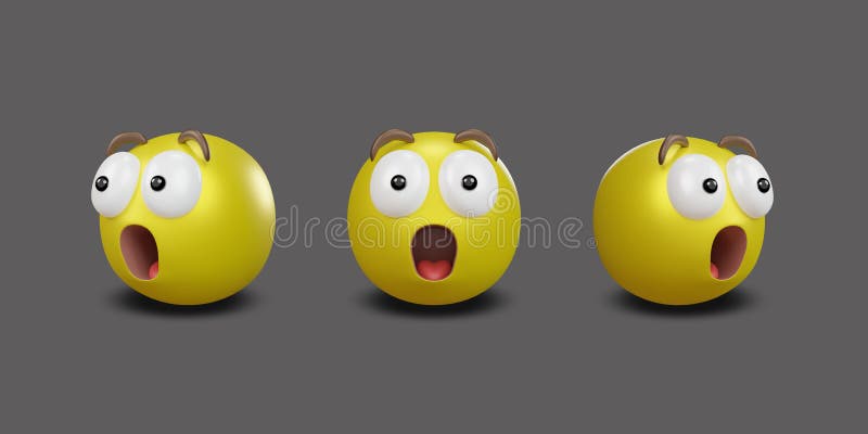 Emoji Yellow Face and Emotion Facial Expression with Clipping Path. 3d ...