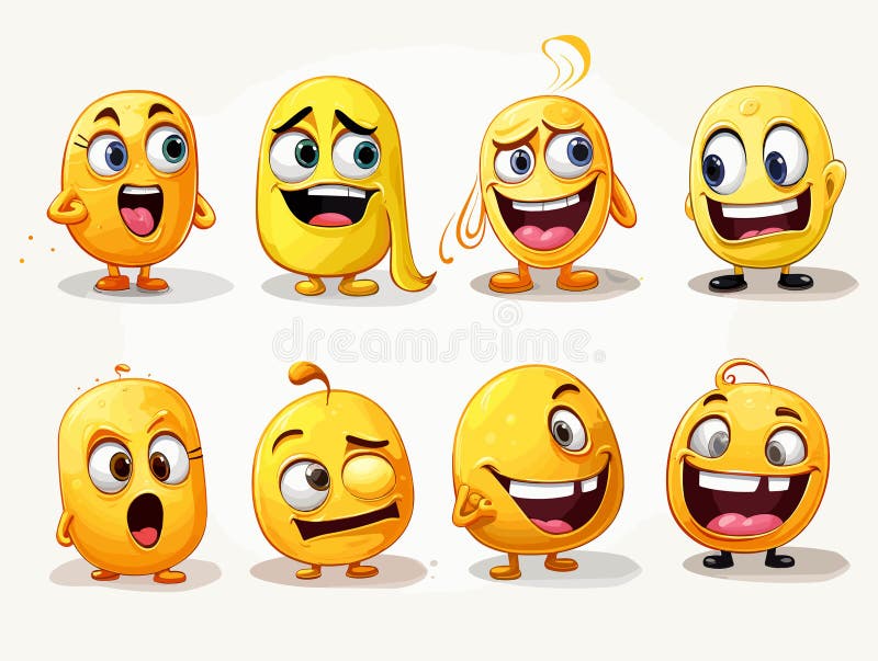 Emojis, Different Expressions. Vector Faces. Cartoon Face Emotion Icon ...