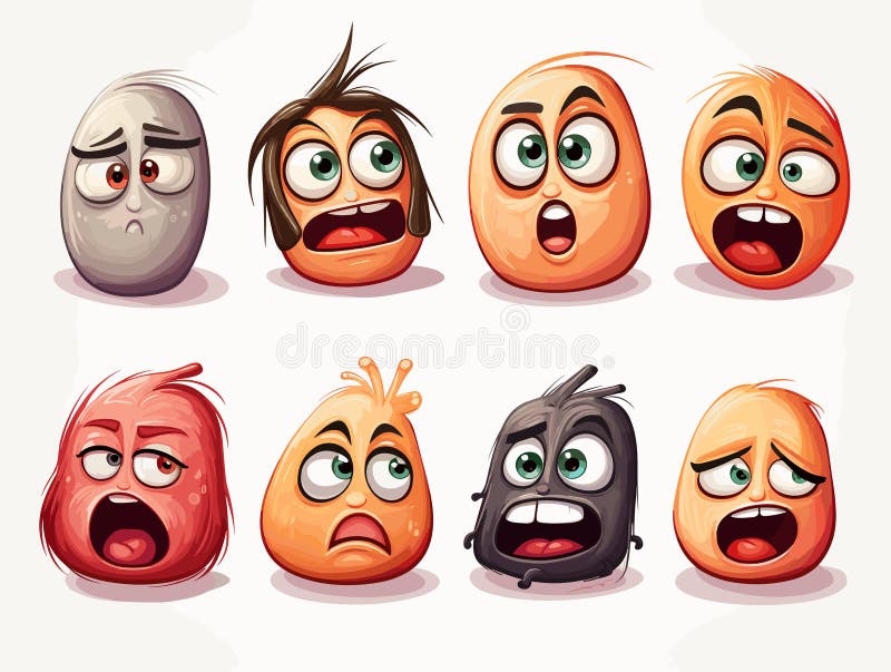 Emojis, Different Expressions. Vector Faces. Cartoon Face Emotion Icon ...