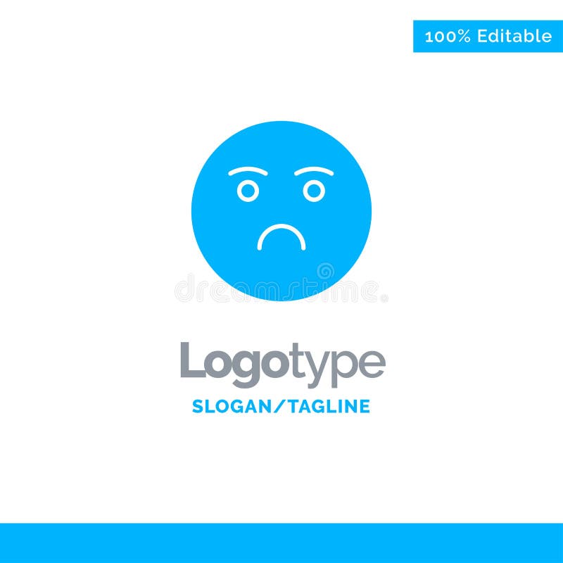 Emojis, Emotion, Feeling, Sad Blue Solid Logo Template. Place for ...