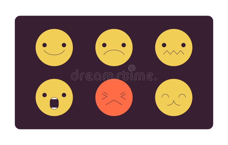 Emojis Expressing Different Feelings 2D Linear Cartoon Objects Stock ...