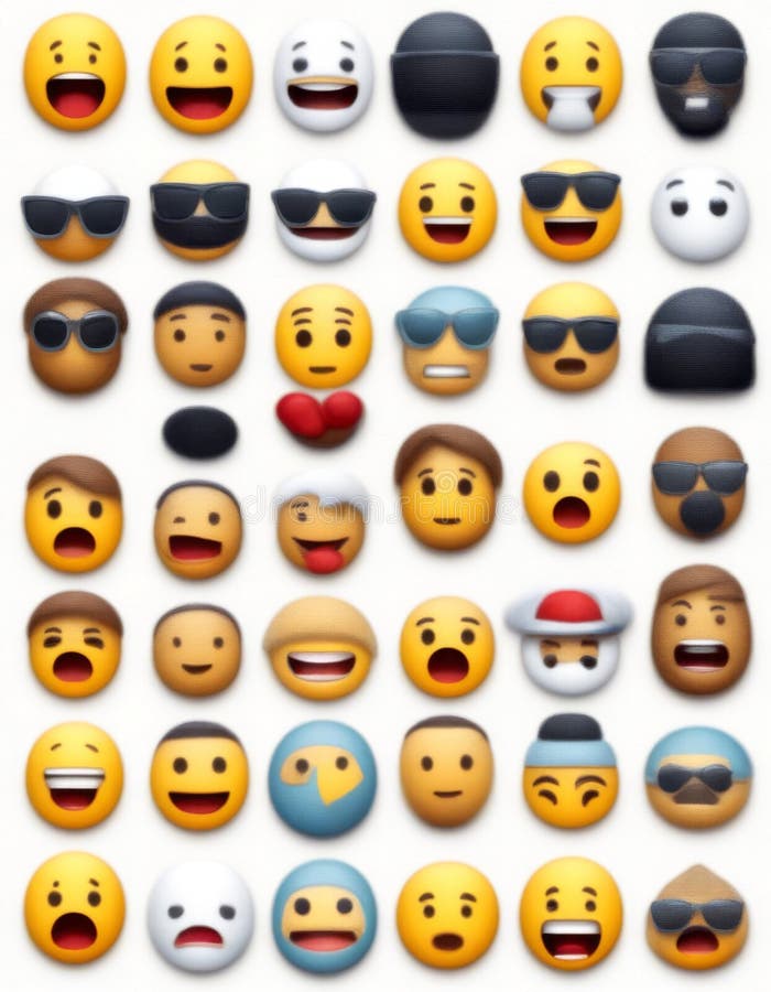 12 Emojis Set Smiley Face Expression Symbol Icon Yellow Funny Sad Happy ...