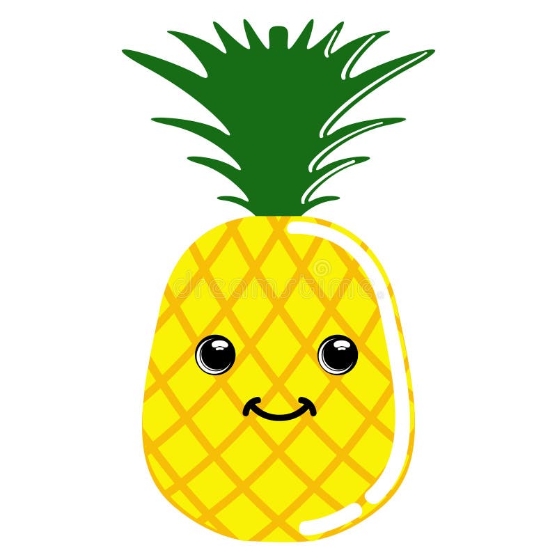 Emoticon bonito do abacaxi ilustração do vetor. Ilustração de fruta ...