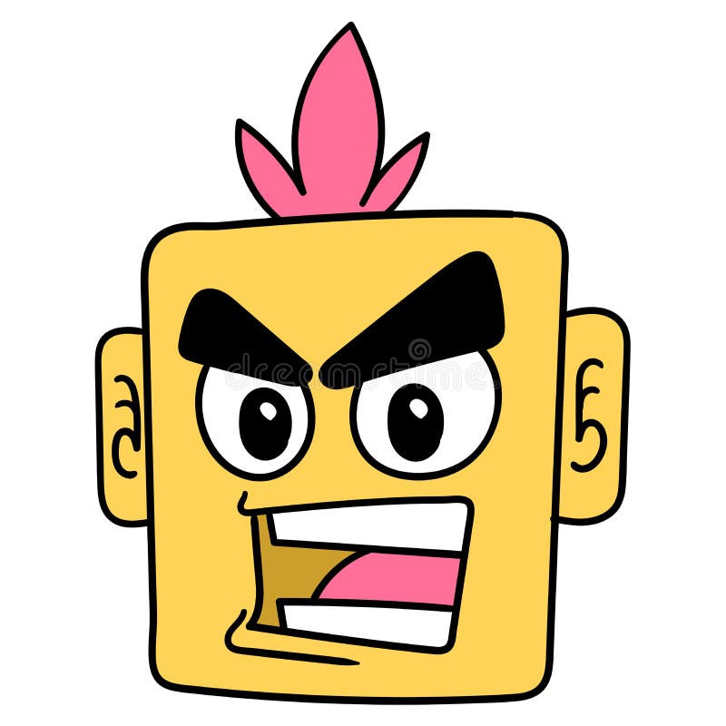 Emoticon of a Boy`s Head with an Angry Face, Doodle Icon Image Stock ...
