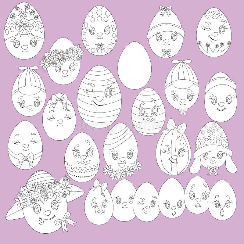 Set of easter eggheads stock vector. Illustration of cute - 214079001