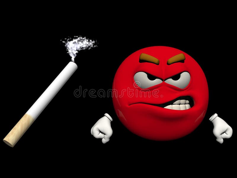 Emoticon and a Cigarette - 3d Render Stock Illustration - Illustration ...