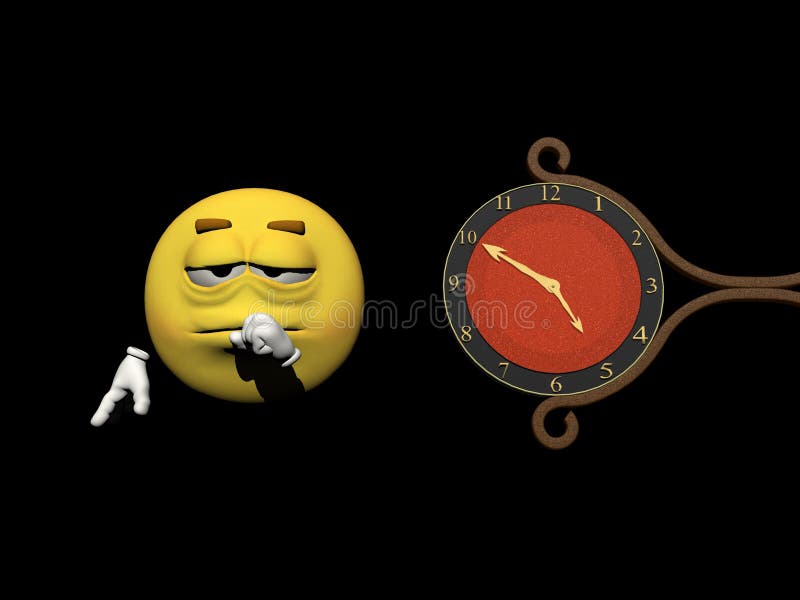 Emoticon and a Clock - 3d Render Stock Illustration - Illustration of ...