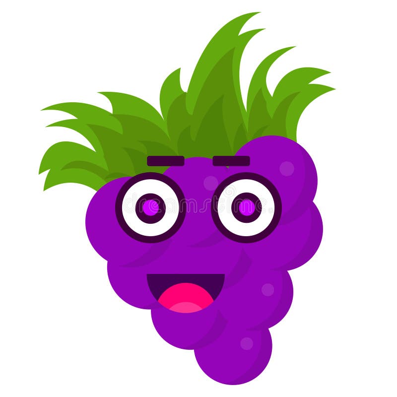 Cute Grape Happy Cartoon Character Stock Illustration - Illustration of ...