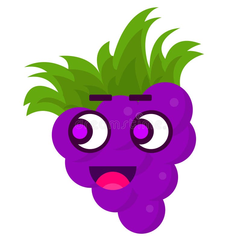 Cute Grape Happy Cartoon Character Stock Illustration - Illustration of ...