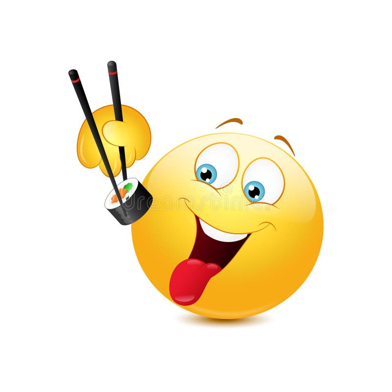 Emoticon die sushi eten vector illustratie. Illustration of smakelijk ...