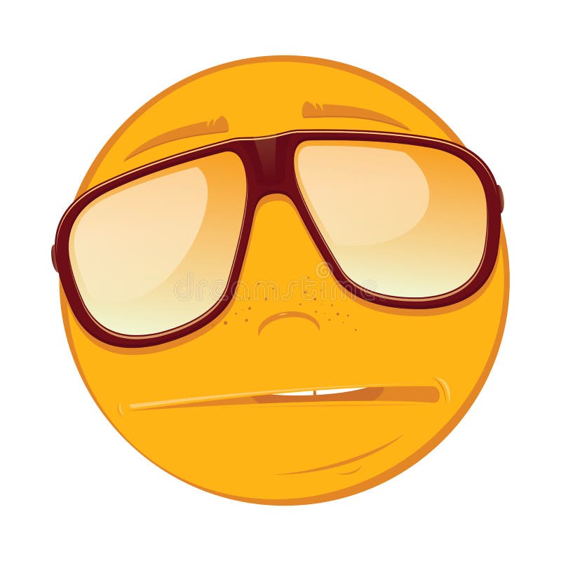 Emoticon Droevig in Zonnebril Op Witte Achtergrond Vector Illustratie ...