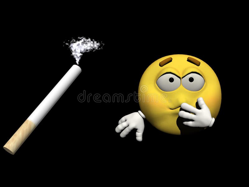 Emoticon E Um Cigarro - 3d Rendem Ilustração Stock - Ilustração de ...