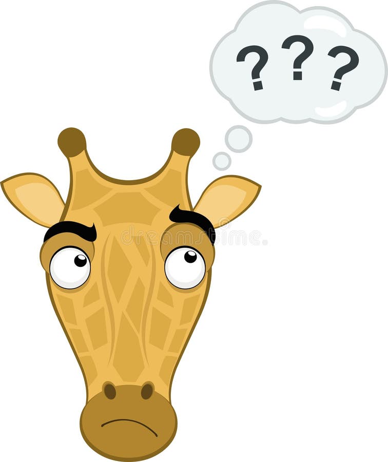 Emoticon Face Character Giraffe Cartoon Think Cloud and Interrogation ...