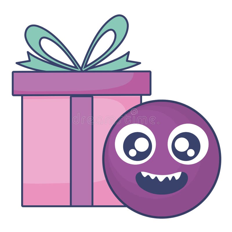 Emoticon Face with Giftbox Present Stock Vector - Illustration of ...