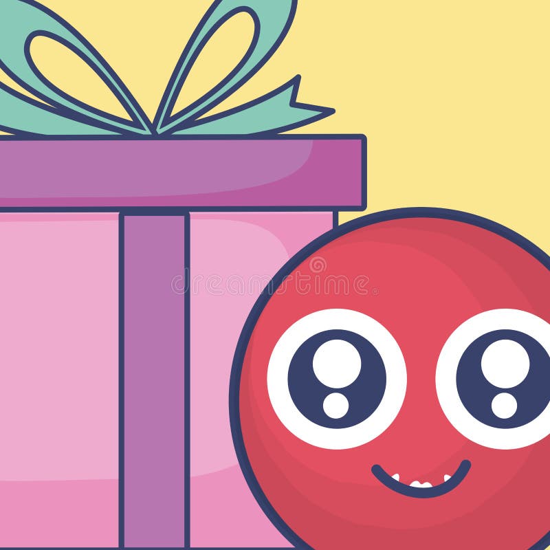 Emoticon Face with Giftbox Present Stock Vector - Illustration of face ...