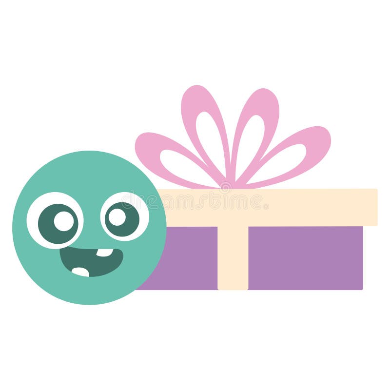 Emoticon Face with Giftbox Present Stock Vector - Illustration of face ...
