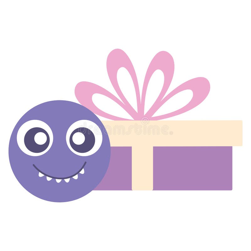 Emoticon Face with Giftbox Present Stock Vector - Illustration of ...