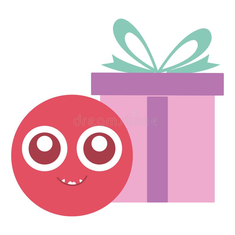 Emoticon Face with Giftbox Present Stock Vector - Illustration of ...