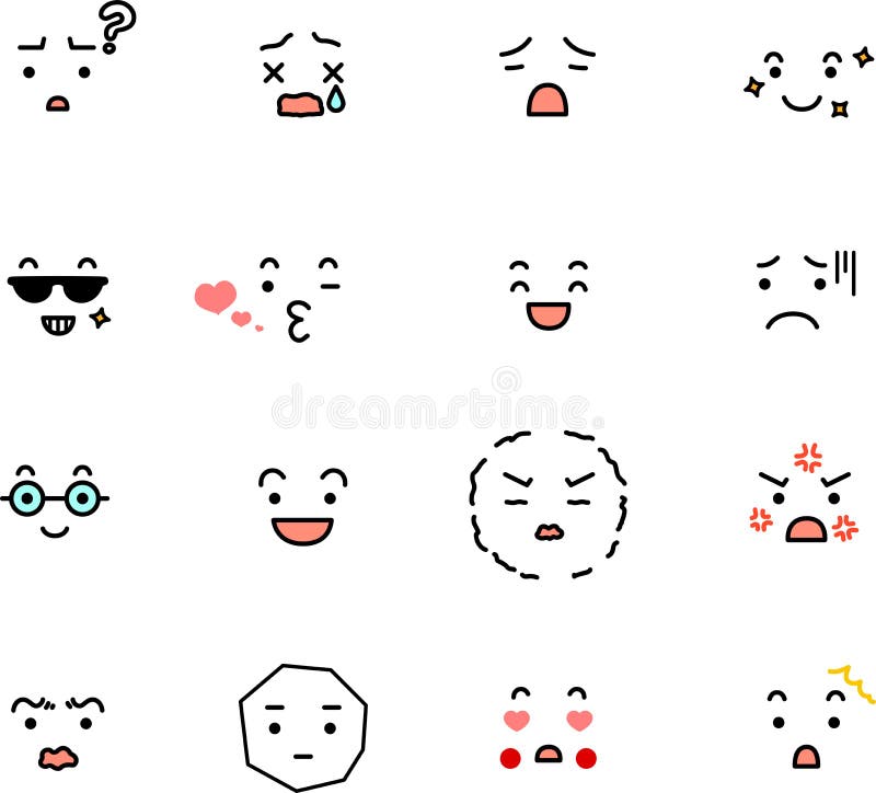 Emoticon face icon set stock vector. Illustration of business - 195145639