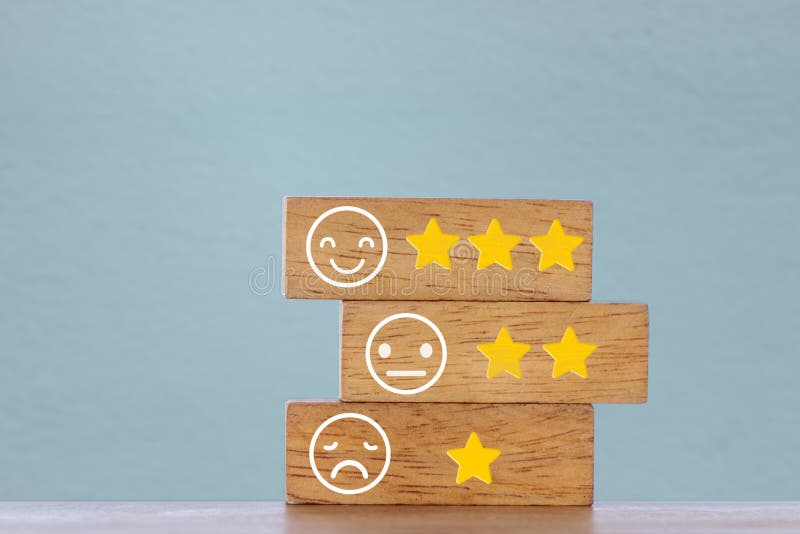 Face Icon on Stack of Wooden Block with Smiling on Top, Check Box and ...