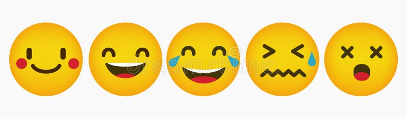 Emoticon Flat Design Reaction Collection Stock Vector - Illustration of ...