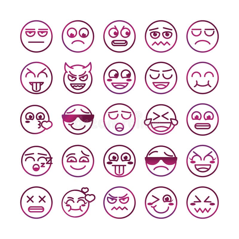 Emoticon Funny Smiley Faces Expression Icons Set Stock Vector ...