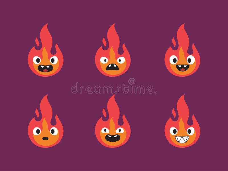Emoticon Group Set of the Red Flames. Vector Illustration Stock ...