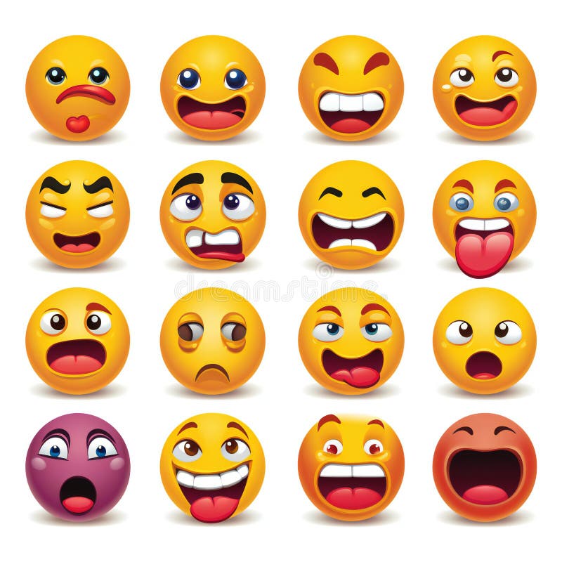 Emoticon Icons Set, Cartoon Illustration of 9 Emoticon Icons for Web ...