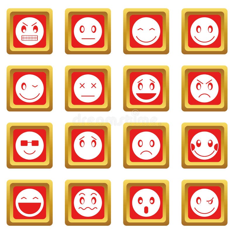 Emoticon icons set red stock vector. Illustration of face - 97793563