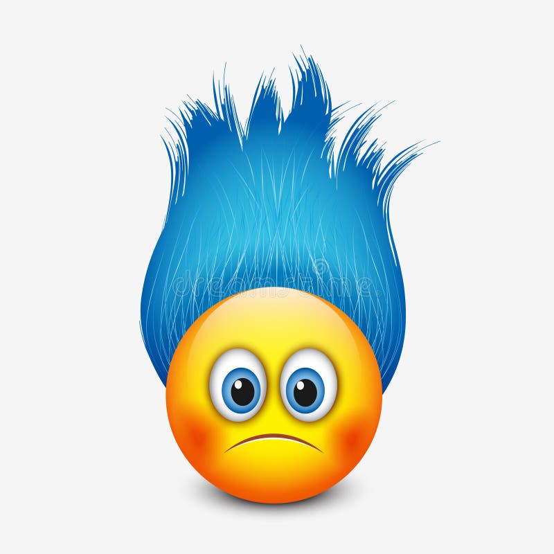 Emoticon Lindo Con El Pelo Azul - Emoji - Vector El Ejemplo Ilustración ...