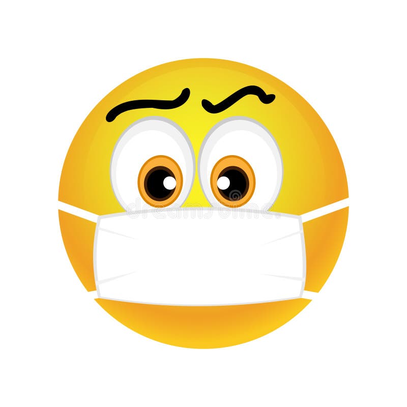 Emoticon with Medical Mask Over Mouth. Vector Stock Vector ...