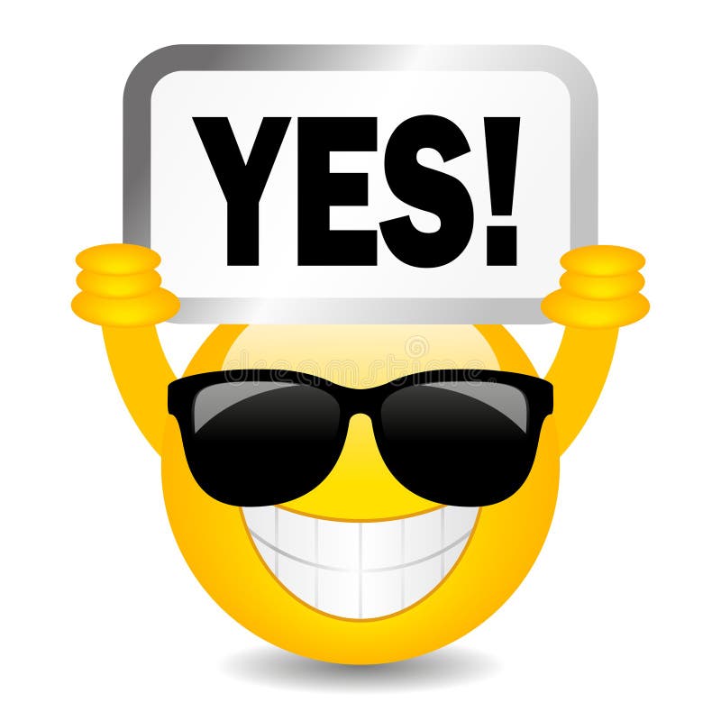 Emoticon mit Ja-Zeichen vektor abbildung. Illustration von lustig ...