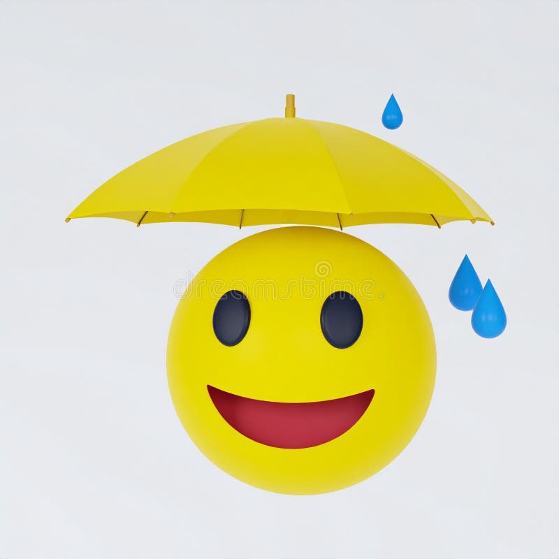 Emoticon in the rain stock illustration. Illustration of yellow - 389682988