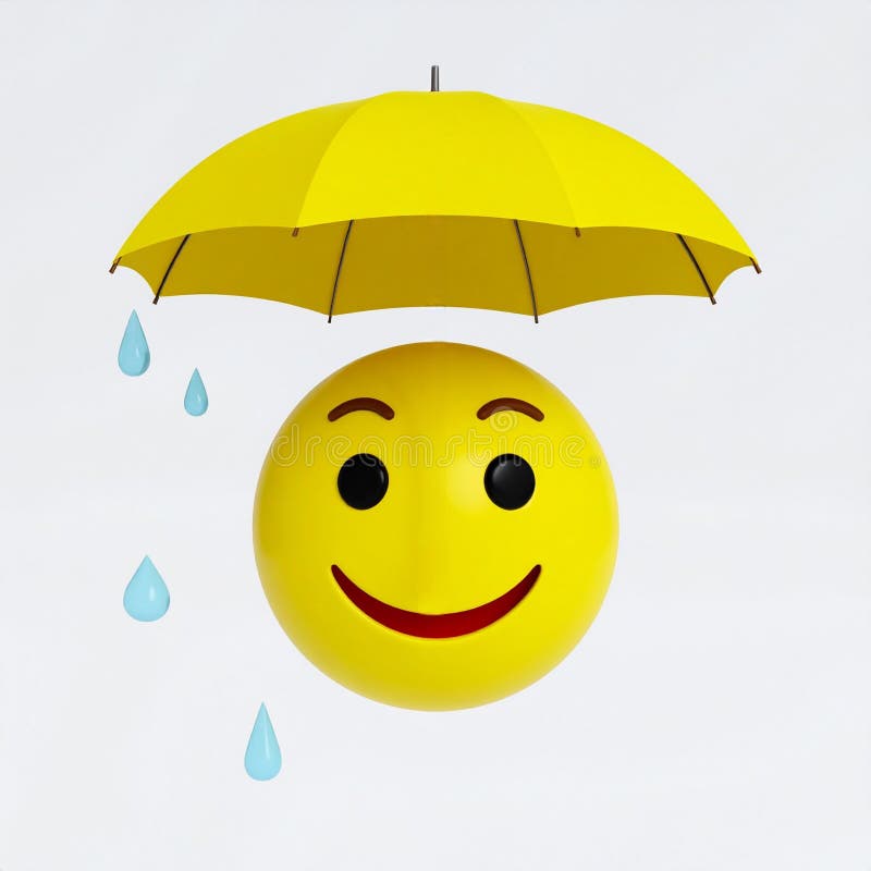 Emoticon in the rain stock illustration. Illustration of winter - 389682989