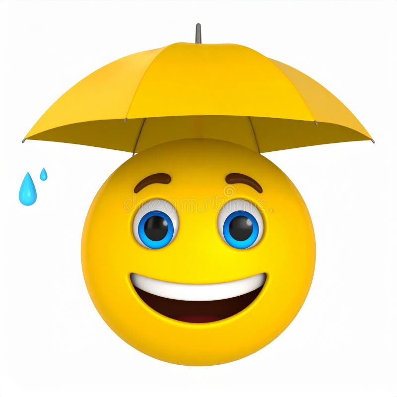 Emoticon in the rain stock illustration. Illustration of postcard ...