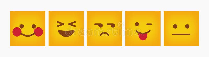 Emoticon Reaction Design Square Set - Vector Stock Vector ...