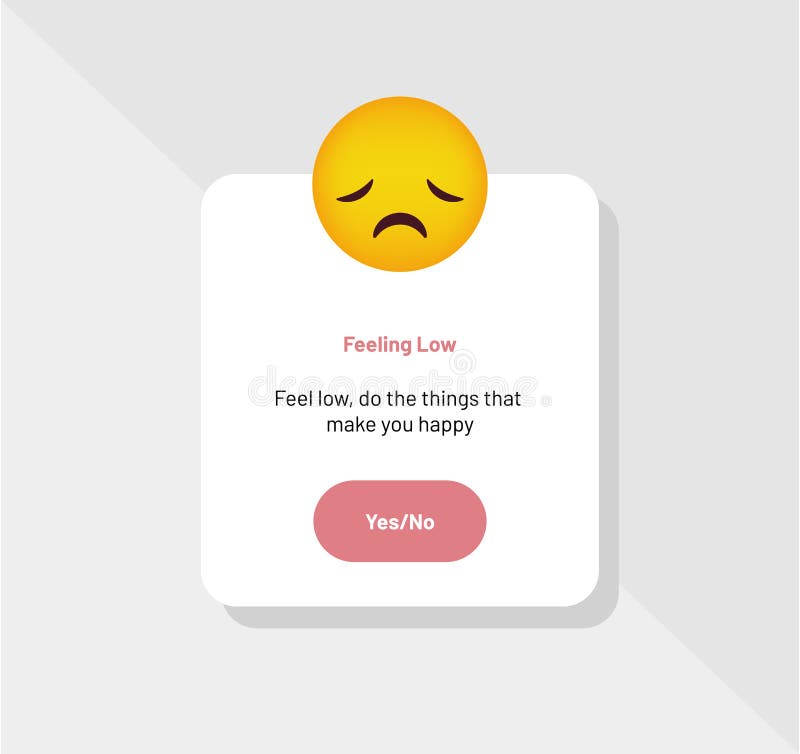Emoticon Reaction Feeling Low, Greeting Card - Vector Stock Vector ...