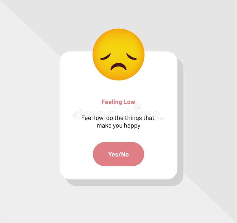 Emoticon Reaction Feeling Low, Greeting Card - Vector Stock Vector ...