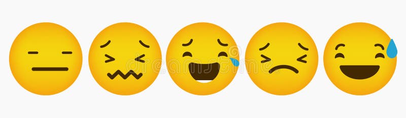 Emoticon Reaction Flat Collection Design Stock Vector - Illustration of ...