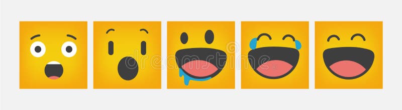 Emoticon Reaction Square Design Set Flat - Vector Stock Vector ...