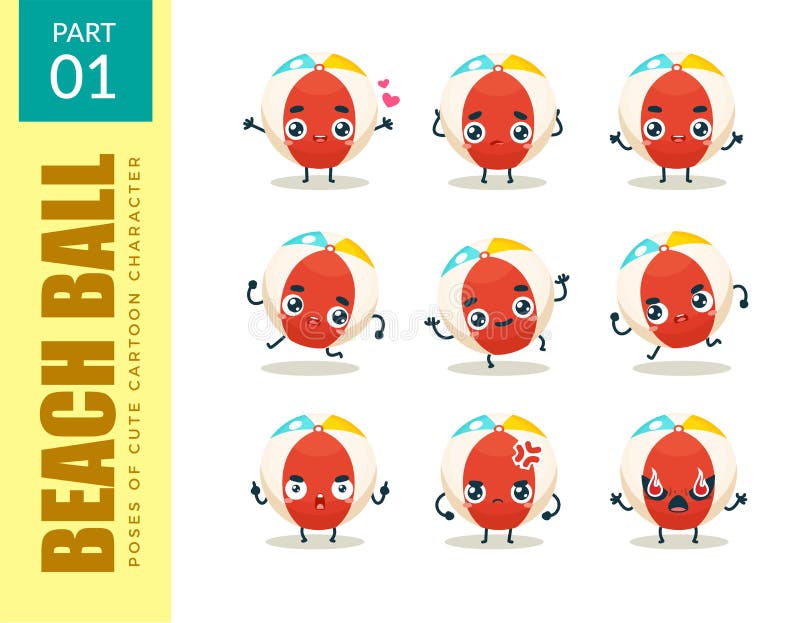 Emoticon Set of Beach Ball. First Set Stock Vector - Illustration of ...