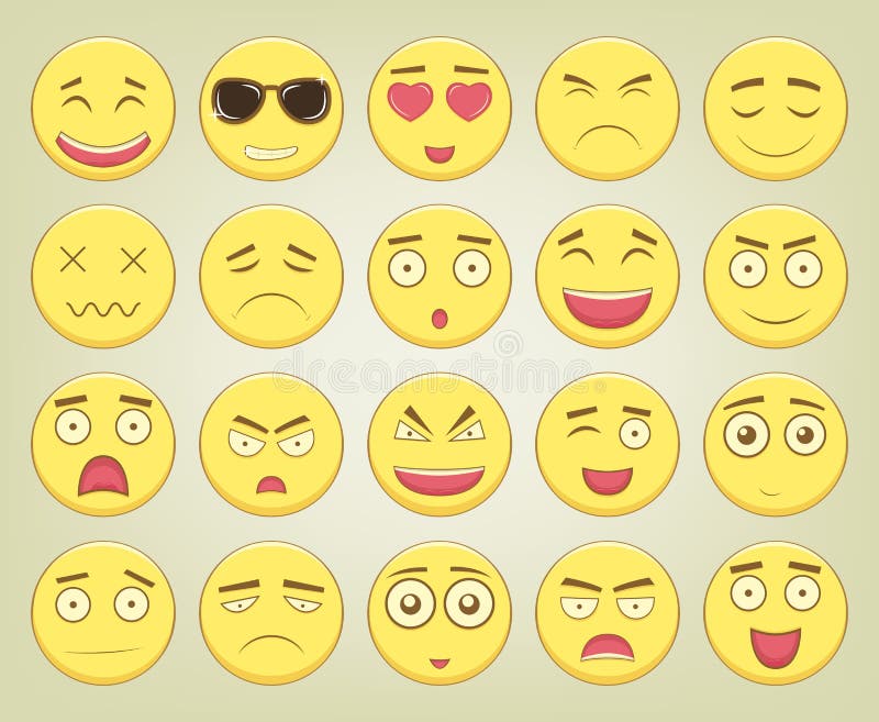 Emoticon Set. Emoticon for Web Site, Chat, Sms. Modern Flat Design ...