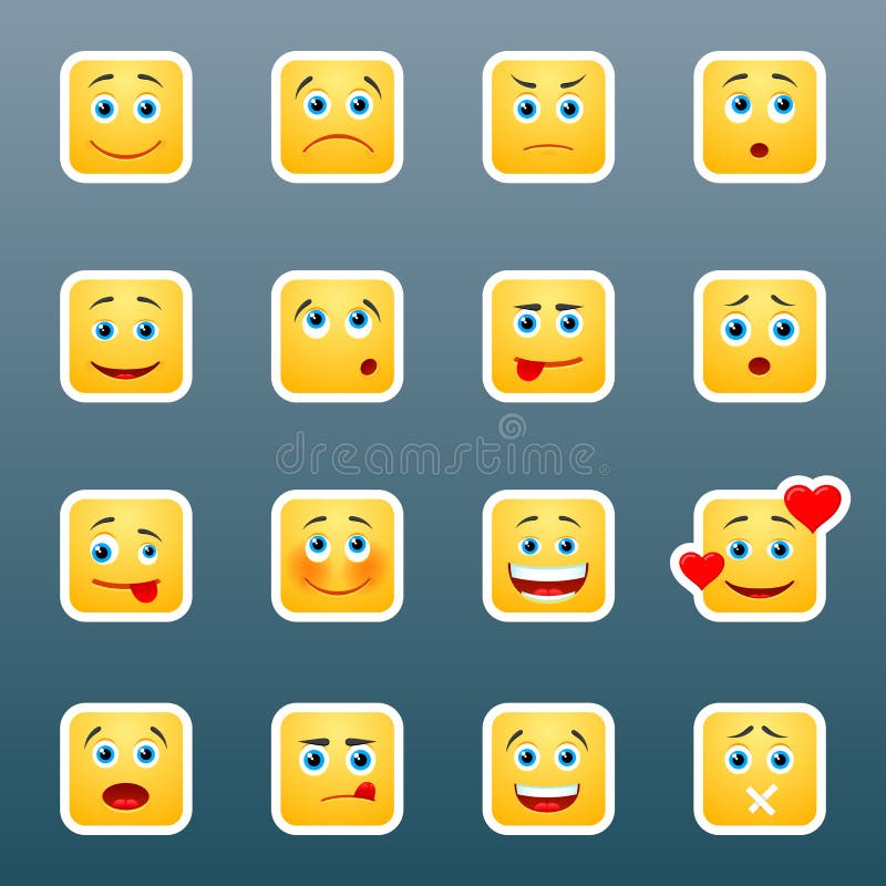 Emoticon smile stickers stock vector. Illustration of cute - 66833396