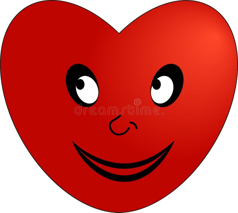 Red heart smiling emoticon stock vector. Illustration of icon - 107070481