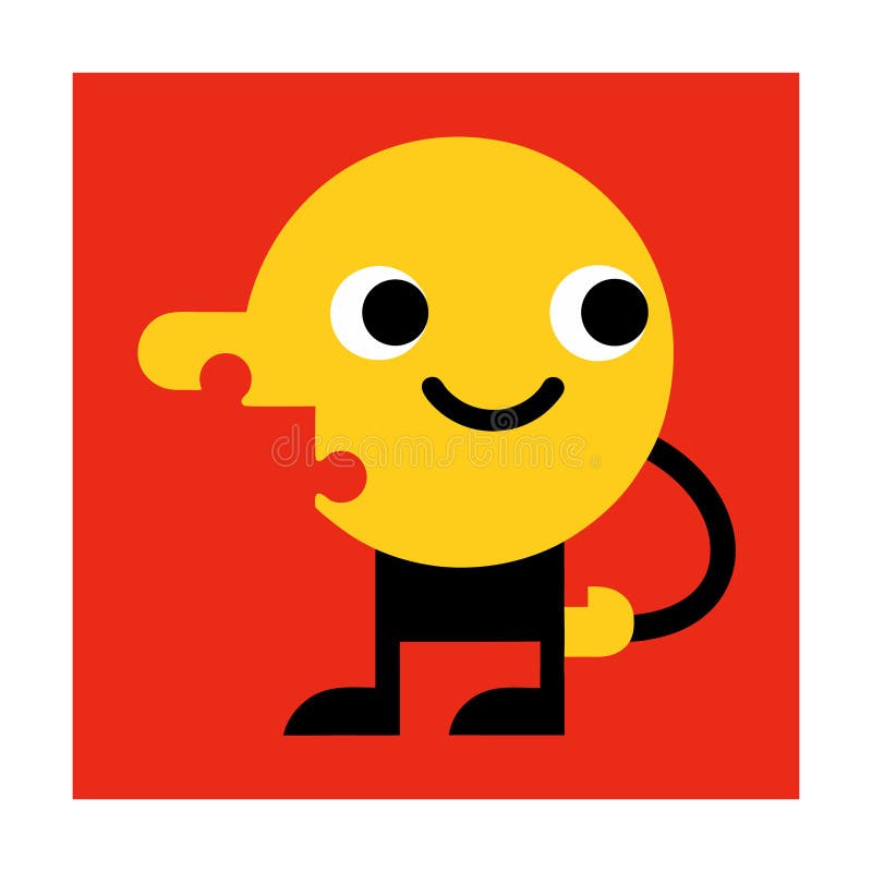 Emoticon Solving Puzzle with Focused Look Stock Vector - Illustration ...