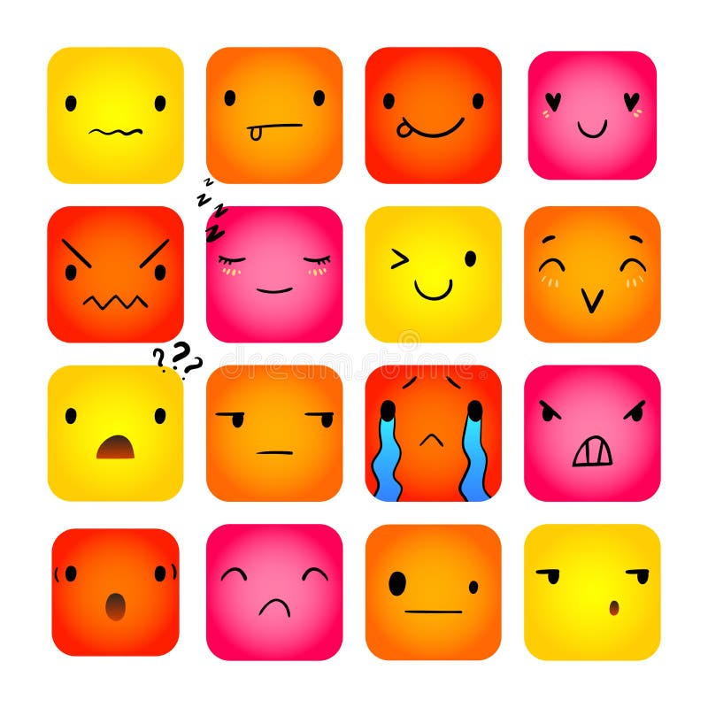 Emoticon Square Doodle 7 stock vector. Illustration of vector - 89468221